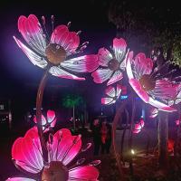 China Factory Custom Large Landscape Road Steel Acrylic LED Hand Forged IP65 Sculpture 80cm Castle Theme Cherry Tree Decoration 500 for sale