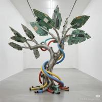 China Tech-Style Circuit Board Tree Sculpture: Outdoor Garden Landscape and Commercial Center Art Installation for sale