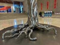 China Luminous Fiberglass Geometric Tree Sculpture-Modern LED Lifelike Interior Art for Hotel Lobby & Commercial Spaces for sale