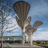China Stainless Steel Modern Outdoor Art Tree Sculpture LED Illuminated With Glowing Canopy for sale