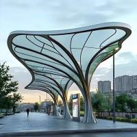 China Stainless Steel Modern Outdoor Art Tree Sculpture LED Illuminated With Glowing Canopy for sale