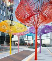China Modern Outdoor Artistic Metal Tree Sculpture - Colorful Spiral Design for Garden Decoration for sale