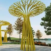 China Unique Illuminated Stainless Steel Tree Design with Canopy for Building Individuality for sale