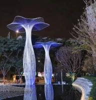 China Abstract Illuminated Stainless Steel Tree Sculpture with Canopy for Building Creativity for sale