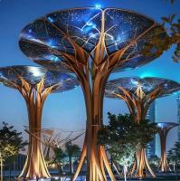 China Abstract Illuminated Stainless Steel Tree Sculpture with Canopy for Building Creativity for sale