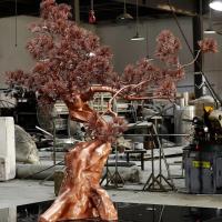 China Customizable Bronze-Finished Stainless Steel Pine Tree Sculpture for Garden Landscaping for sale