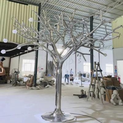 China High - End Restaurant Interior Design: Custom - Made Stainless Steel Tree Sculpture for sale