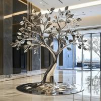 China High - End Restaurant Interior Design: Custom - Made Stainless Steel Tree Sculpture for sale