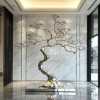 China High - End Restaurant Interior Design: Custom - Made Stainless Steel Tree Sculpture for sale