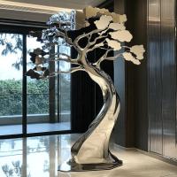 China High - End Restaurant Interior Design: Custom - Made Stainless Steel Tree Sculpture for sale