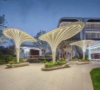 China Modern White Artistic Landscape Pergola Custom Mushroom Shape Metal Pavilion Radiant Canopy Garden Commercial Outdoor Angel for sale