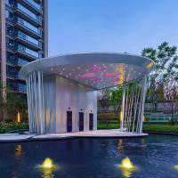 China Modern White Artistic Landscape Pergola Custom Mushroom Shape Metal Pavilion Radiant Canopy Garden Commercial Outdoor Angel for sale