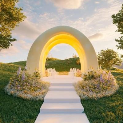 China Floral Ceremony Arch Stainless Steel Wedding For Vineyard Resort Weddings for sale