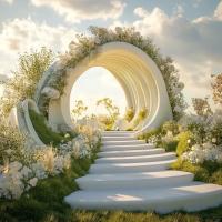 China Floral Ceremony Arch Stainless Steel Wedding For Vineyard Resort Weddings for sale
