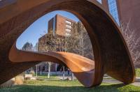 China Monumental Abstract Sculpture Custom Steel Arch Installation with LED Lighting for sale