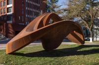 China Monumental Abstract Sculpture Custom Steel Arch Installation with LED Lighting for sale