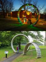 China Custom Interactive LED Circle Sculpture Motion Sensor Installation for Public Parks for sale