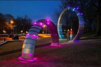China Custom Interactive LED Circle Sculpture Motion Sensor Installation for Public Parks for sale
