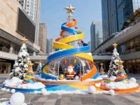 China Revolving Glittering Christmas Tree - Motorized Stainless Steel Showpiece for Shopping Mall Events for sale