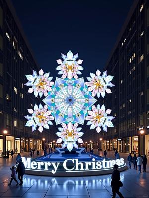 China Dazzling Outdoor Snowflake Light Christmas Decorations - Weatherproof Stainless Steel Sculpture for Building Exterior Facades for sale