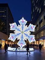 China Dazzling Outdoor Snowflake Light Christmas Decorations - Weatherproof Stainless Steel Sculpture for Building Exterior Facades for sale