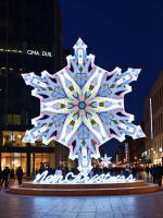 China Dazzling Outdoor Snowflake Light Christmas Decorations - Weatherproof Stainless Steel Sculpture for Building Exterior Facades for sale
