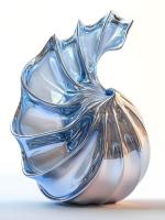 China Blue-Silver Gradient Metallic Stainless Steel Sculpture with Polished Mirror Surface and Hollow Design for Modern Art Installations for sale