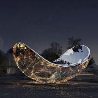 China Starry Night Reflection Stainless Steel Sculpture with Golden Accents - Mirror Finish Art Installation for Commercial Landscapes for sale
