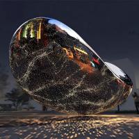 China Starry Night Reflection Stainless Steel Sculpture with Golden Accents - Mirror Finish Art Installation for Commercial Landscapes for sale