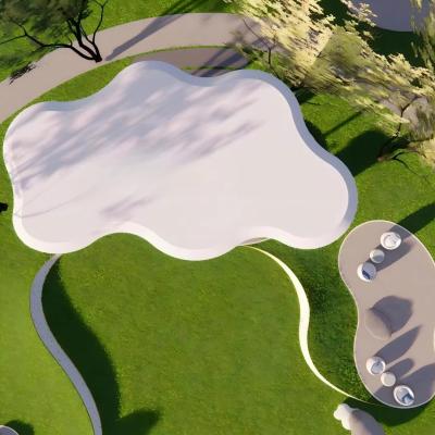 China Sculptural Cloud Pavilion Integrated Seating-Weather-Resistant Stainless Steel Hand-Forged Garden Structure Polished Mirror for sale