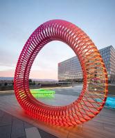 China Large Outdoor Spiral Ring Sculpture - Color Gradient Metal Art Installation for Commercial Landscape Lighting for sale