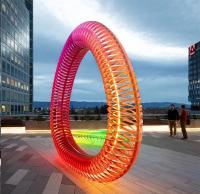 China Large Outdoor Spiral Ring Sculpture - Color Gradient Metal Art Installation for Commercial Landscape Lighting for sale