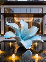 China Stainless Steel Flower Sculptures Commercial Real Estate Check-in Spot Modern Minimalist/Art Installation Contractor Custom for sale