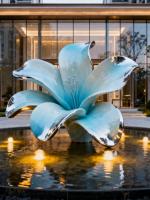 China Stainless Steel Flower Sculptures Commercial Real Estate Check-in Spot Modern Minimalist/Art Installation Contractor Custom for sale