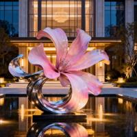 China Stainless Steel Flower Sculptures Commercial Real Estate Check-in Spot Modern Minimalist/Art Installation Contractor Custom for sale