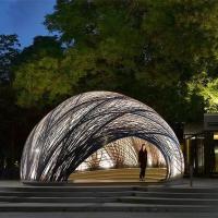 China Modern Irregular Stainless Steel Shading Canopy Brush Technique-Custom Architectural Metalwork for Commercial Public Landscapes for sale