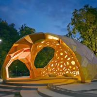 China Custom Stainless Steel Artistic Canopy - Modern Sculptural Shade Structure for Plaza, Mall Entrance & Architectural Features for sale