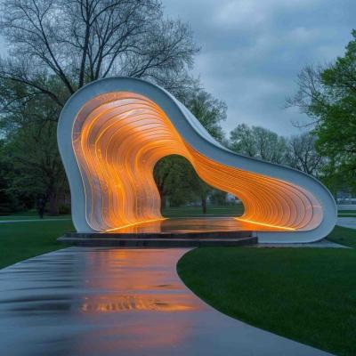 China Large Outdoor Sculptural Shade Structure Free-standing Stainless Steel, Customizable Size  Public Parks, Exhibition Centers for sale