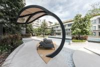 China Laser-Cut Leaf Art Canopy - Custom Stainless Steel Pavilion for Commercial Spaces for sale