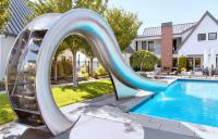 China Custom Artistic Pool Slide Sculpture Stainless Steel Water Slide For Luxury Hotels Resorts for sale