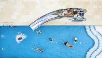 China Custom Artistic Pool Slide Sculpture Stainless Steel Water Slide For Luxury Hotels Resorts for sale