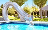 China Custom Artistic Pool Slide Sculpture Stainless Steel Water Slide For Luxury Hotels Resorts for sale