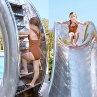 China Custom Artistic Pool Slide Sculpture Stainless Steel Water Slide For Luxury Hotels Resorts for sale