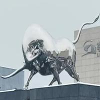 China Custom Animal Sculpture Stainless Steel Bull Designed for Dynamic Impact in Indoor Outdoor Exhibition and Public Space Decoration for sale