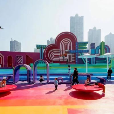 China Rainbow-Themed Interactive Stainless Steel Sculpture - Customized Urban Art Installation for Public Spaces for sale