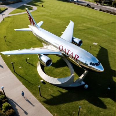China Stainless Steel Customizable Passenger Aircraft Sculpture for Outdoor Decoration and Aviation Art for sale