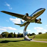 China Stainless Steel Customizable Passenger Aircraft Sculpture for Outdoor Decoration and Aviation Art for sale