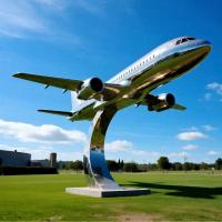 China Stainless Steel Customizable Passenger Aircraft Sculpture for Outdoor Decoration and Aviation Art for sale