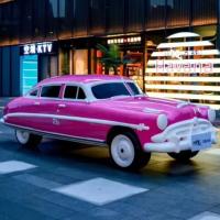 China Customizable Fiberglass Car Sculpture with High Weather Resistance and Artistic Hand-Painted Finish for sale