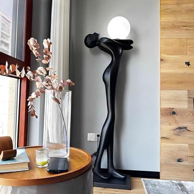 China Sculptural Black Resin Floor Lamps With LED Sphere Clusters Museum For Luxury Interiors for sale